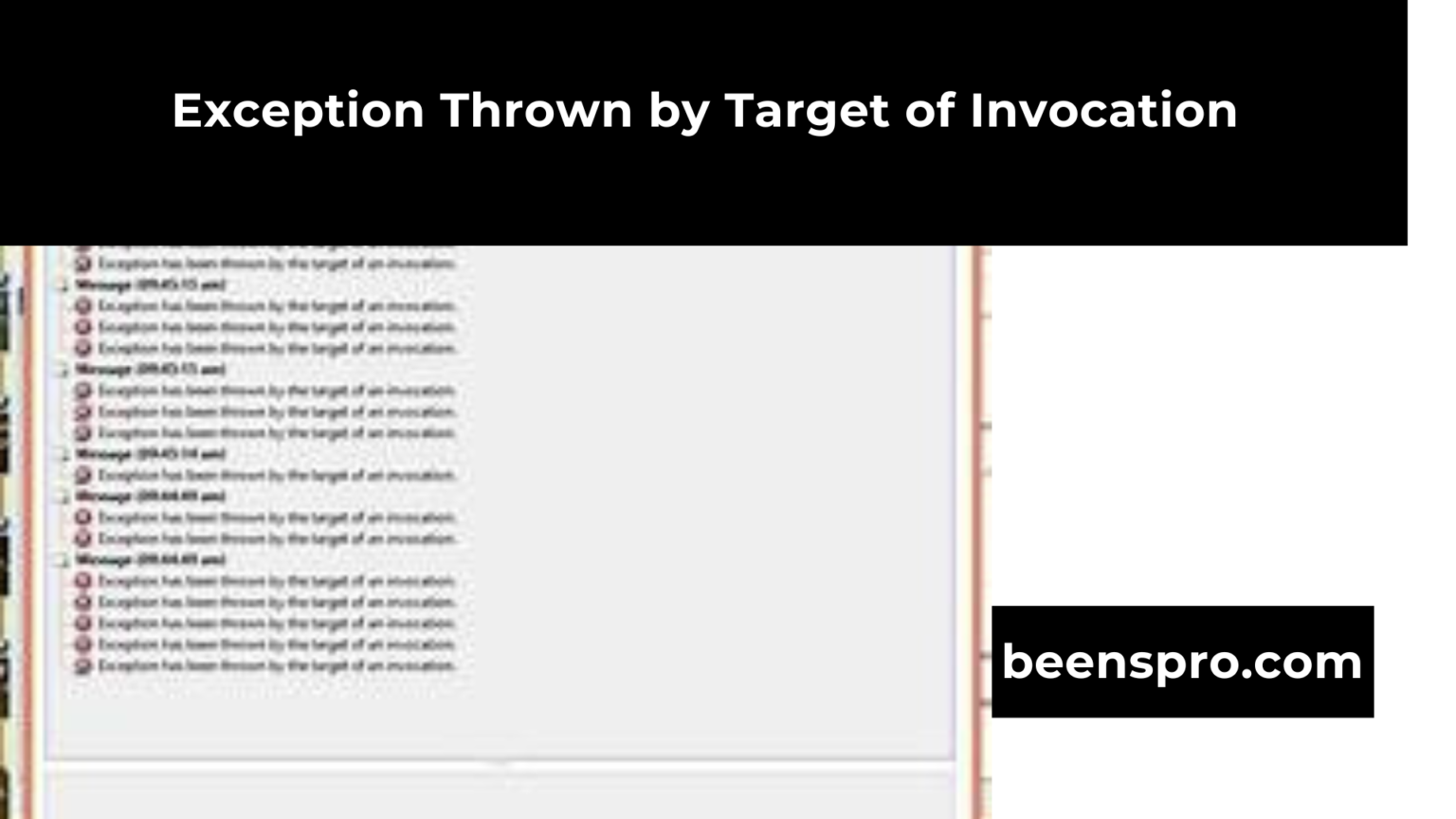 Handling Exception Thrown by Target of Invocation Error - BEENSPRO